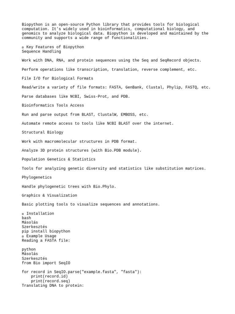 Biopython Useage With Examples | PDF