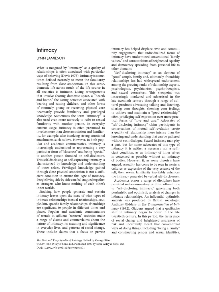 Understanding Intimacy in Relationships | PDF | Intimate Relationships ...