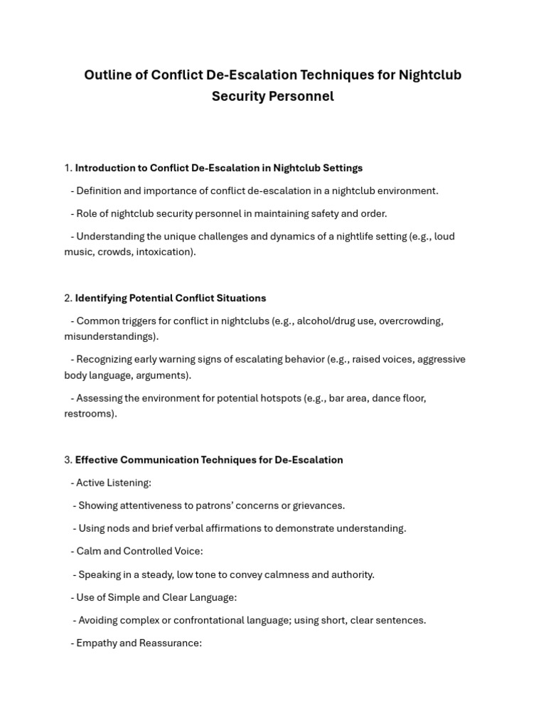 Outline of Conflict de-escalation | PDF | Body Language | Human ...