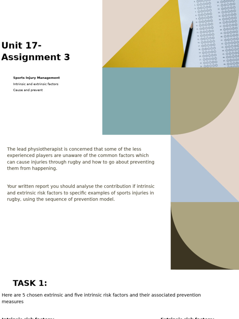 Stuvia 2042550 Sport Unit 17 Assignment 3 Intrinsic and Extrinsic Factors Cause and Prevent ...