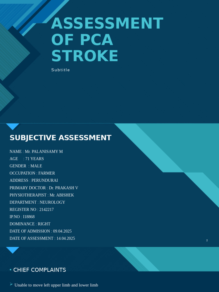 ASSESSMENT OF PCA STROKE Finished | PDF | Anatomical Terms Of Motion | Musculoskeletal System