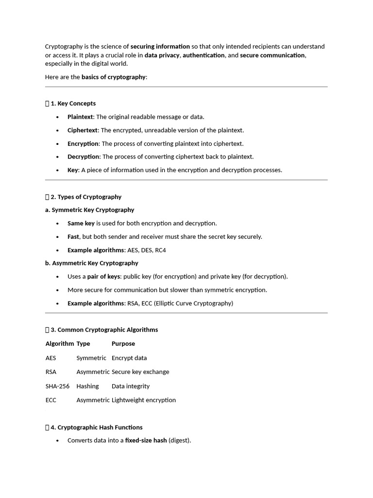 Basics of Cryptography | PDF