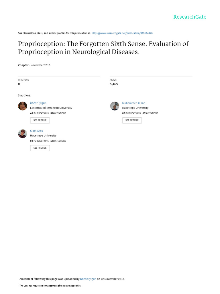 Evaluation of Proprioception in Neurological Disease | PDF | Senses ...