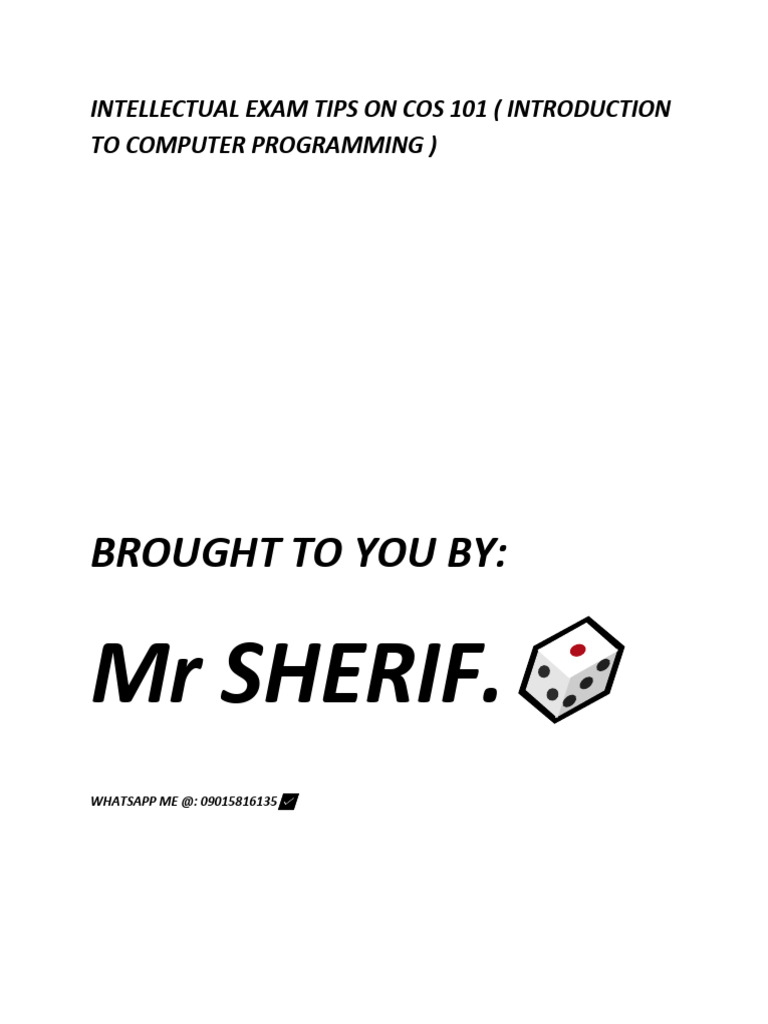 COS 101 REVISION SLIP. BY Sherif™ | PDF | Computer Data Storage | Disk Storage