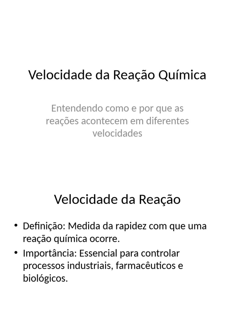 Velocidade Da Reacao | PDF