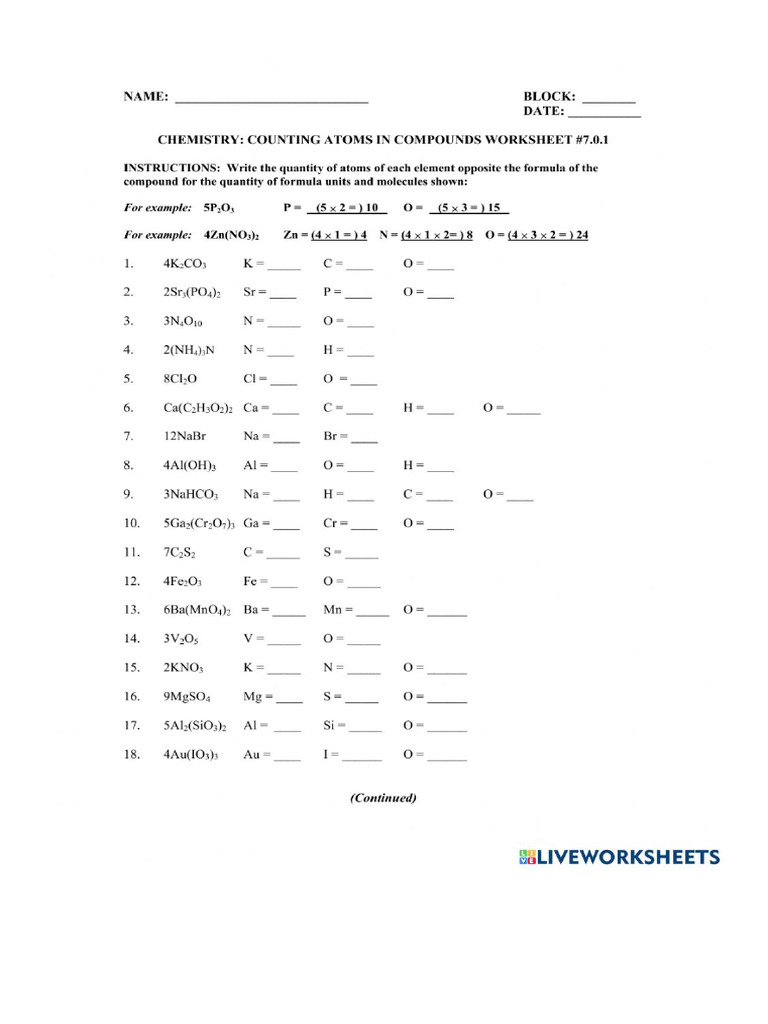 Counting Atoms Practice | PDF