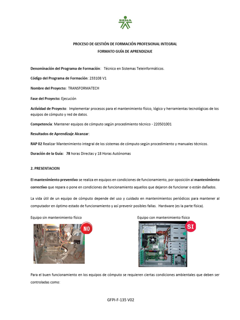 Guía - 2 - V4 - Mto Integral Sistemas de Cómputo | PDF | Programa de computadora | Programación