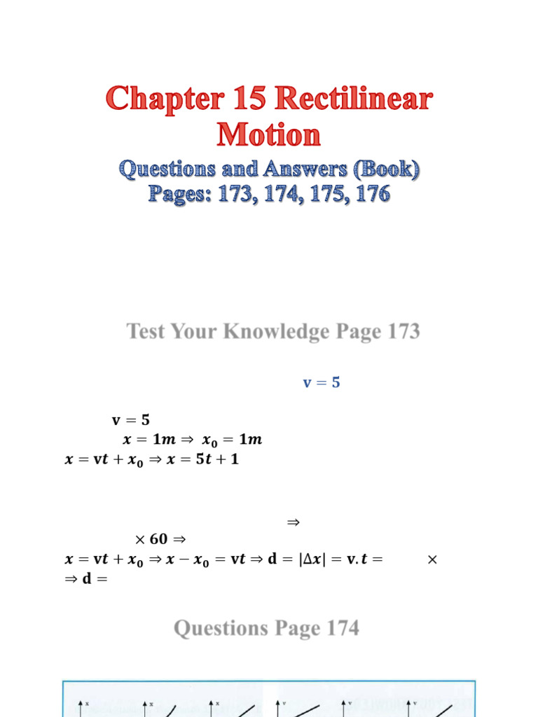 Rectilinear Motion Q&A Guide | PDF | Acceleration | Speed