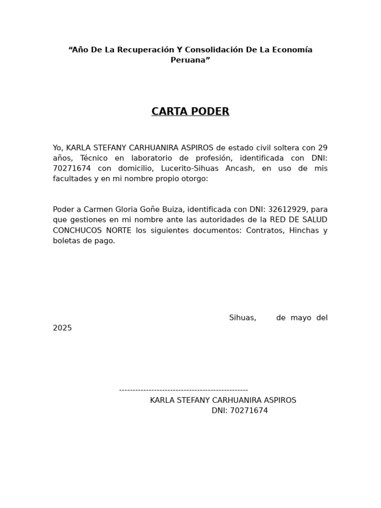Carta Poder Tefy | PDF