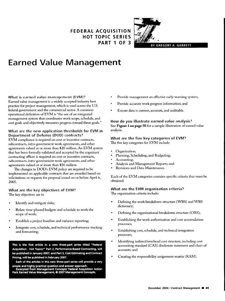 Earned Value Management Insights | PDF