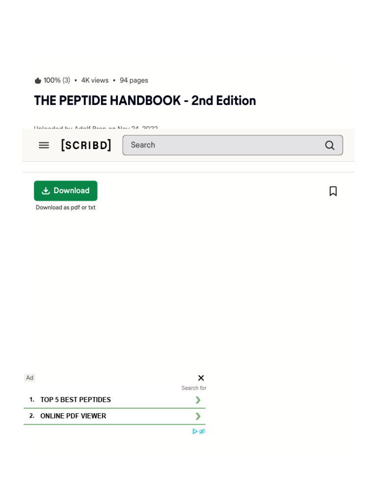The Peptide Handbook: 2nd Edition | PDF | Scribd