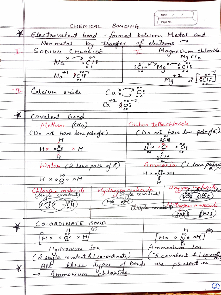 Chemistry Notes All Chapters | PDF | Chemical Bond | Chemical Substances