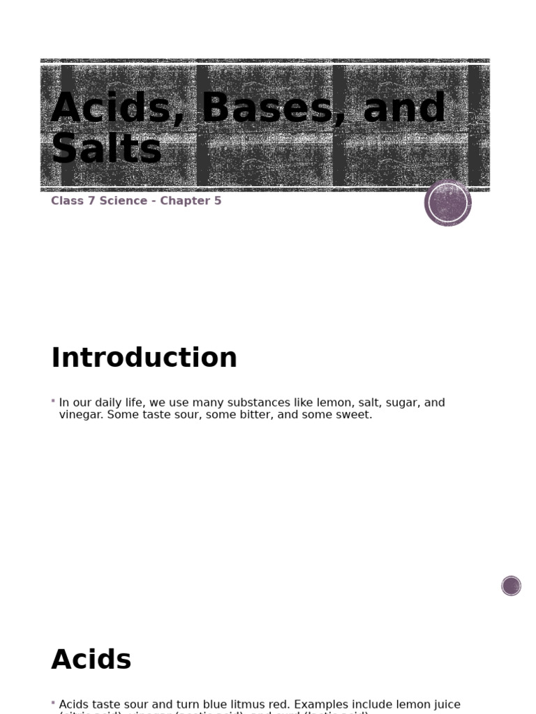 Acids, Bases, and Salts | PDF | Acid | Taste