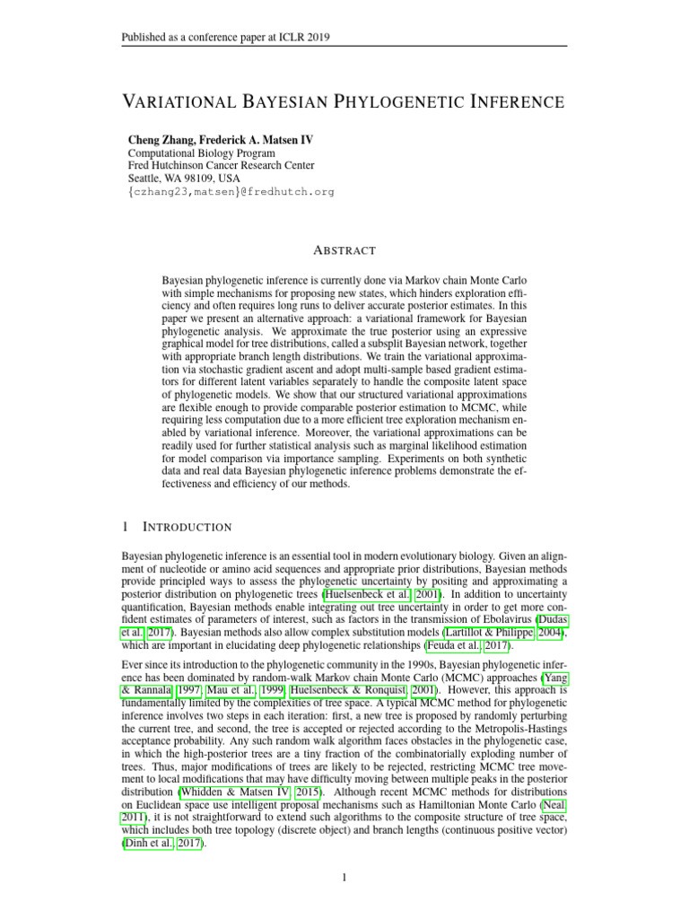 611 Variational Bayesian Phylogene | PDF | Bayesian Inference | Statistical Inference