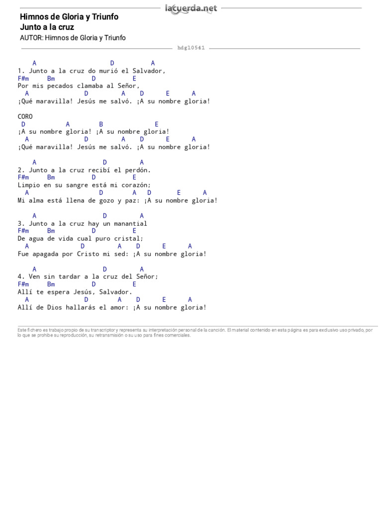 Letra del Himno "Junto a la Cruz" | PDF