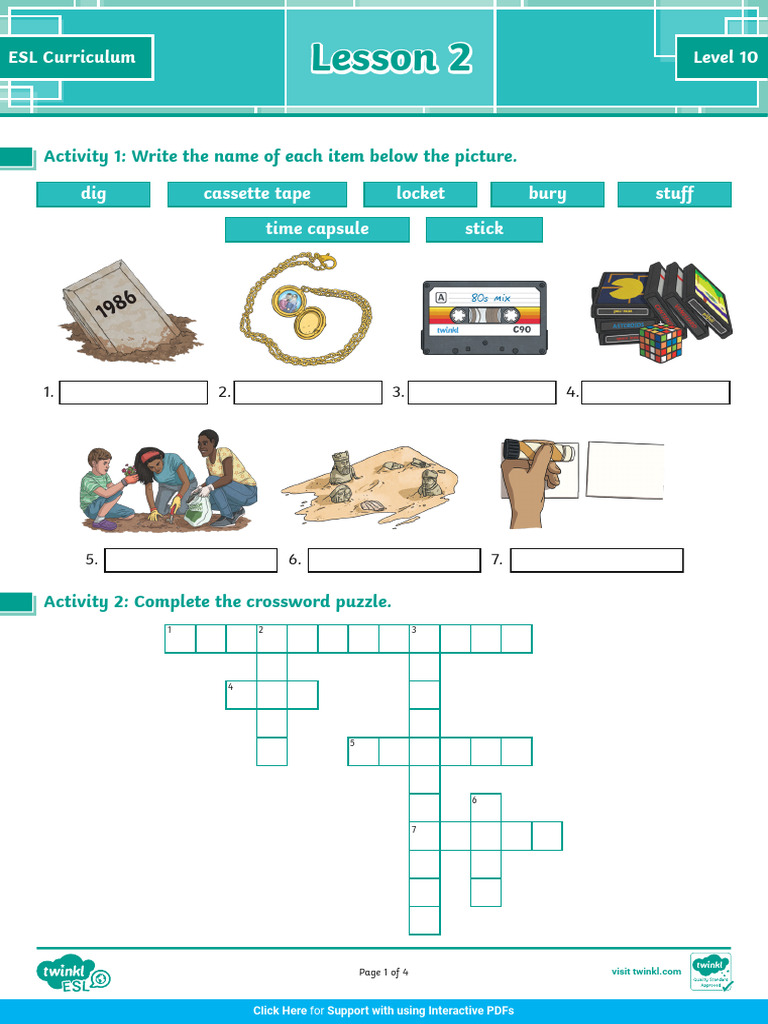 Lesson 10 - Level 2 Interactive Worksheet | PDF | English As A Second ...