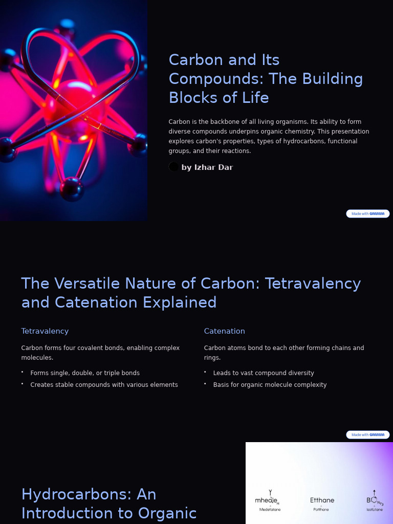 Carbon and Its Compounds The Building Blocks of Life | PDF | Functional ...