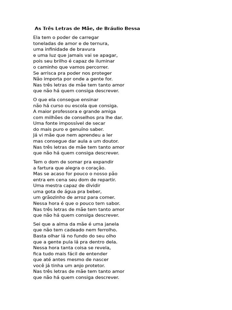 As Três Letras de Mãe - Bráulio Bessa | PDF