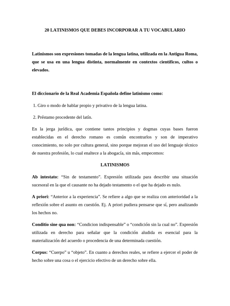 Latinismos Esenciales para Abogados | PDF | Crímenes | Crimen y violencia