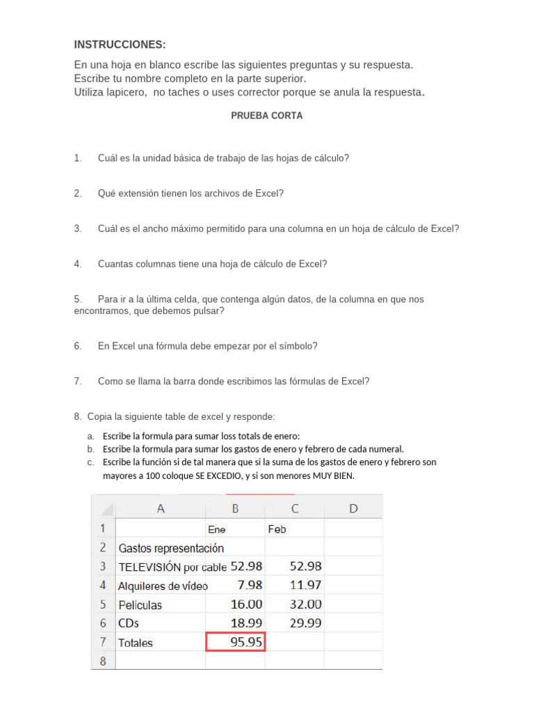 Prueba Excel | PDF