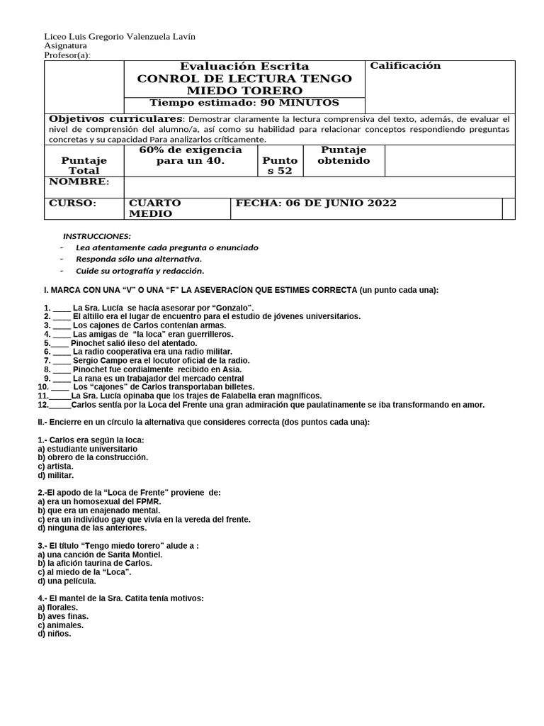 Tengo Miedo Torero | PDF