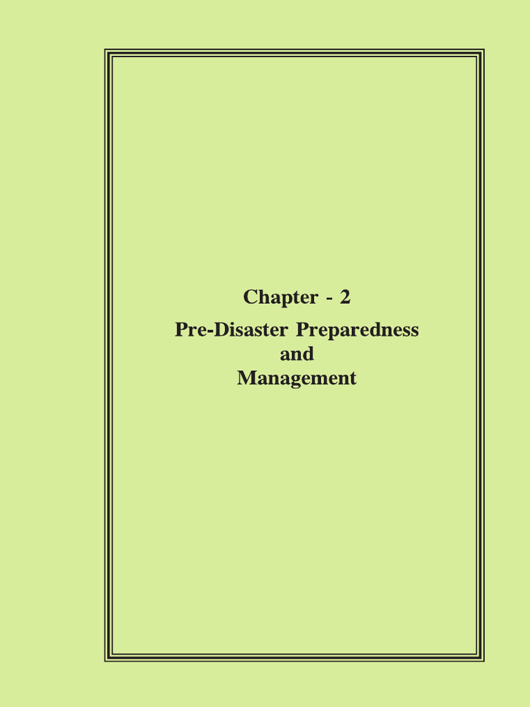 Chapter 2 Pre-Disaster Preparedness and Management of Report No.4 of ...
