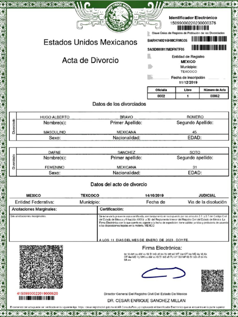 acta de divorcio | PDF