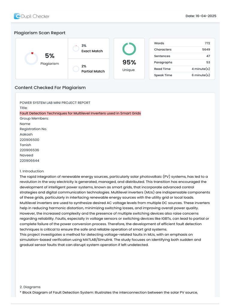 Duplichecker Plagiarism Report | PDF | Power Inverter | Photovoltaic System