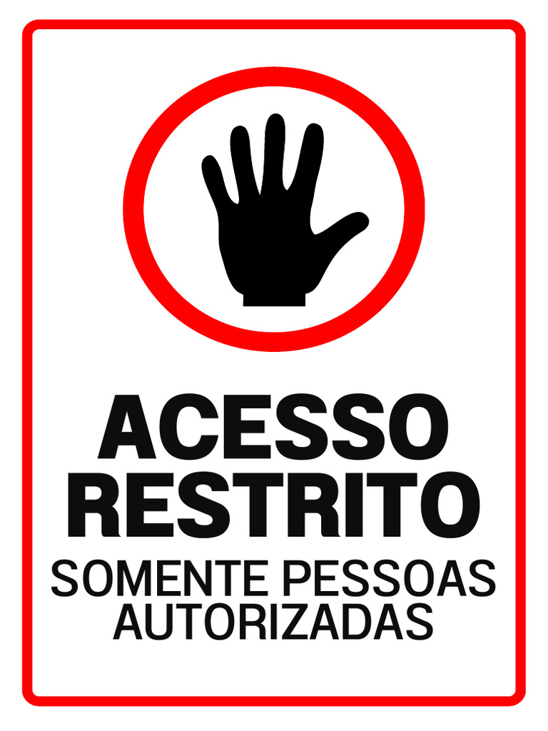 Placa de Aviso Acesso Restrito Documento A4 Preto e Vermelho - pdf-2 | PDF