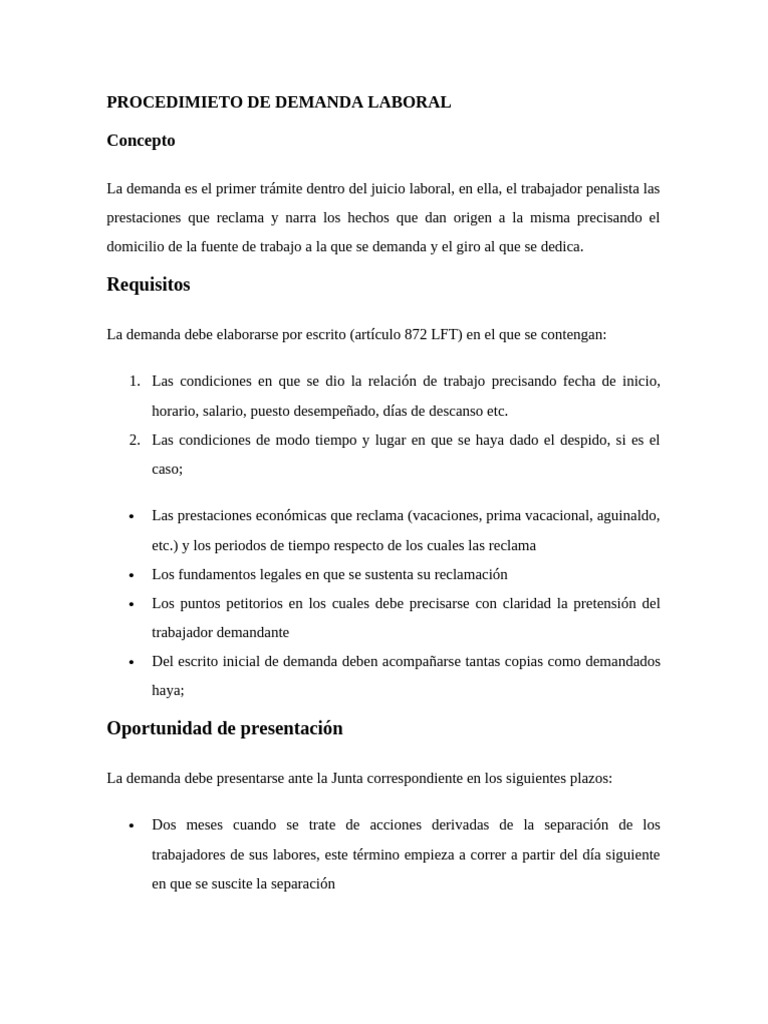 Procedimiento de Demanda Laboral | PDF | Salario | Relaciones laborales