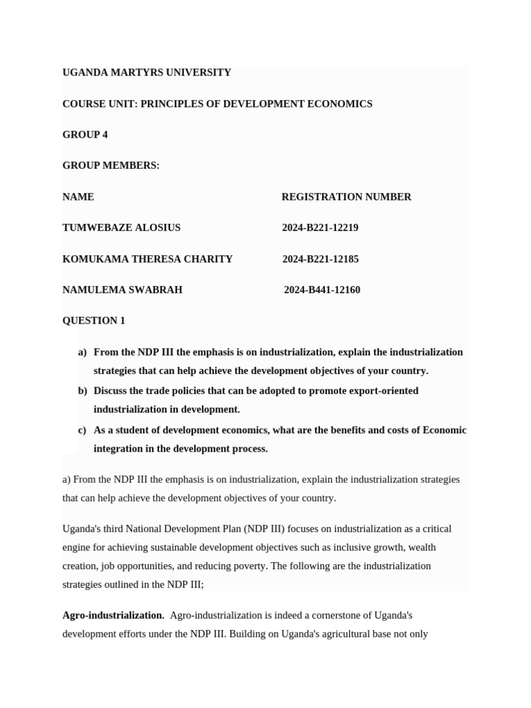 Uganda's NDP III: Industrialization Strategies | PDF | Exports ...