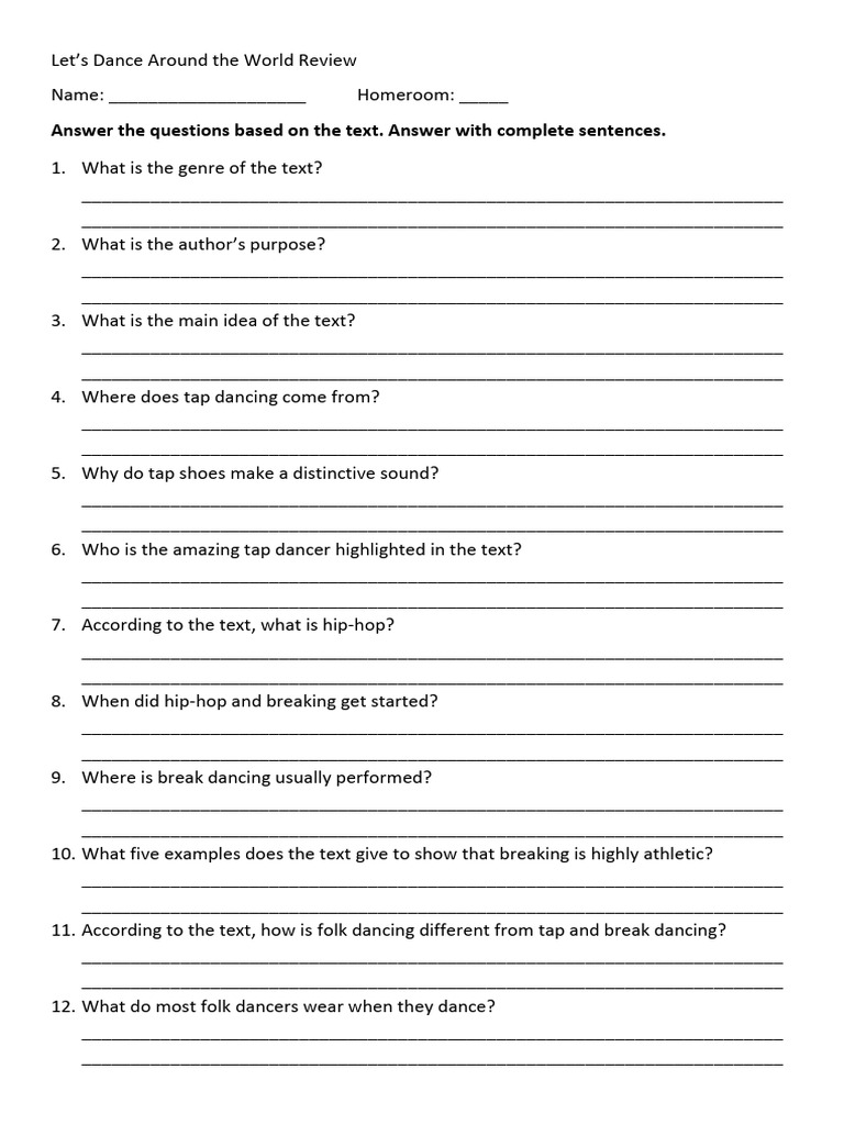 LDATW Reading Comprehension | PDF | Dances | Entertainment