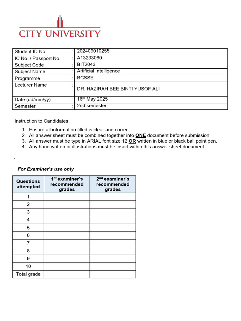 Answer Booklet-AI | PDF