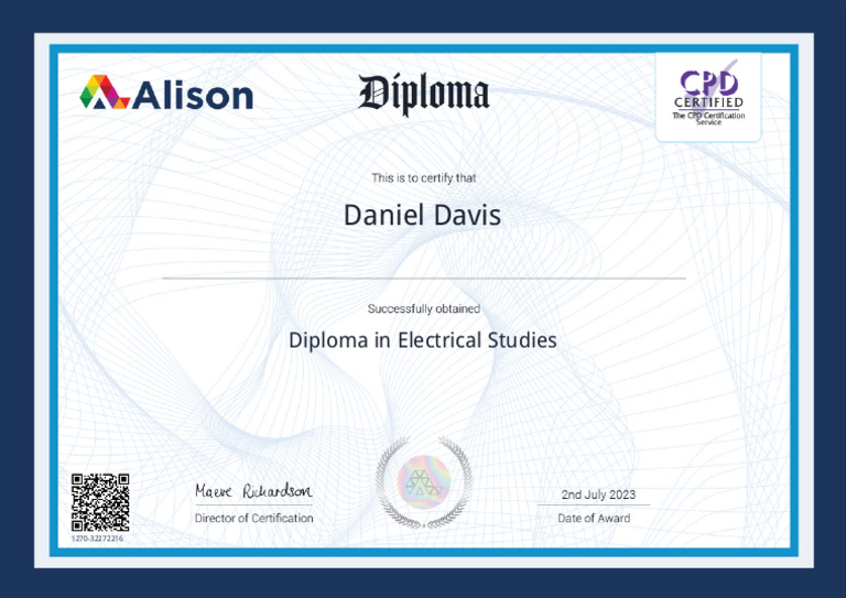 Alison Certificate Diploma in Electrical Studies | PDF