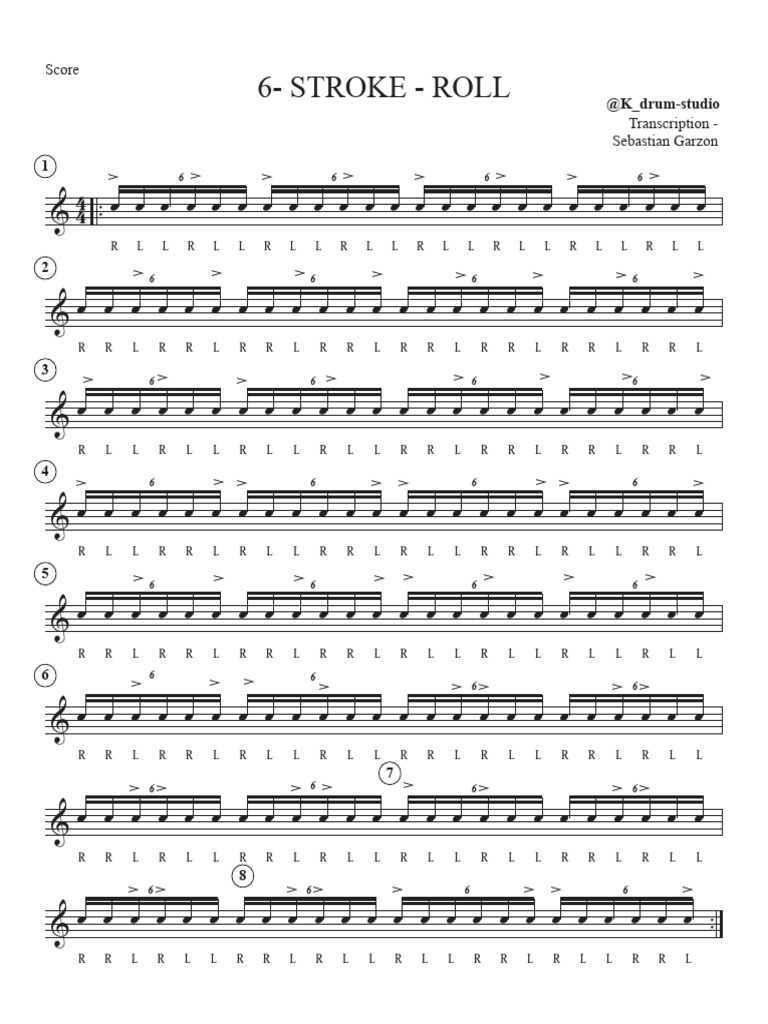 Six Stroke Roll Notation Guide | PDF