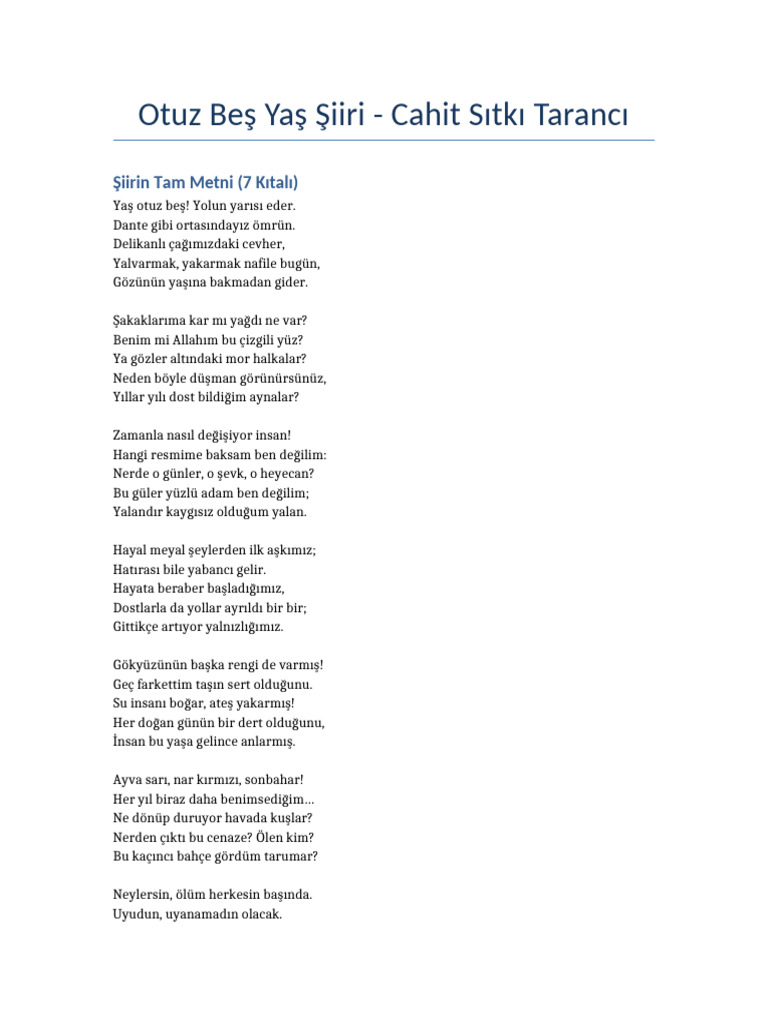 35 Yas Siiri Uzun Inceleme | PDF