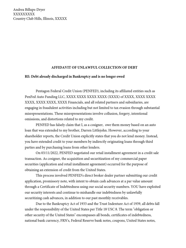 Affidavit of Fraud 2024 | PDF | Debt | Loans