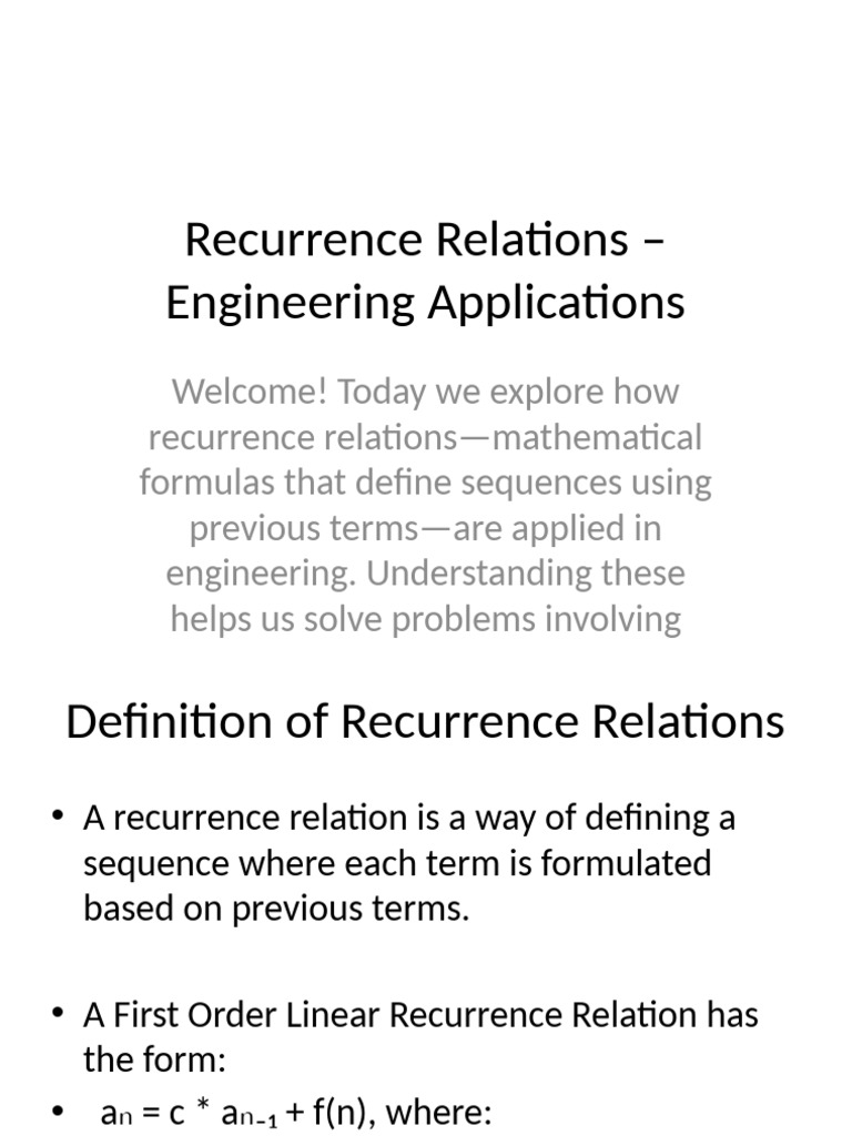 Engineering Applications of Recurrence Relations | PDF | Recurrence ...