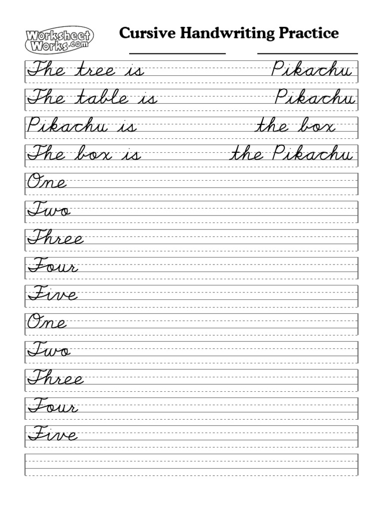 WorksheetWorks Cursive Handwriting Practice 4 | PDF