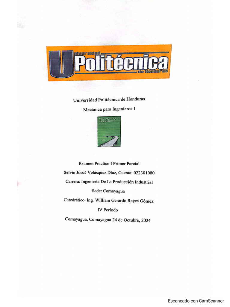 Examen I Parcial - Selvin Velasquez 241024 | PDF