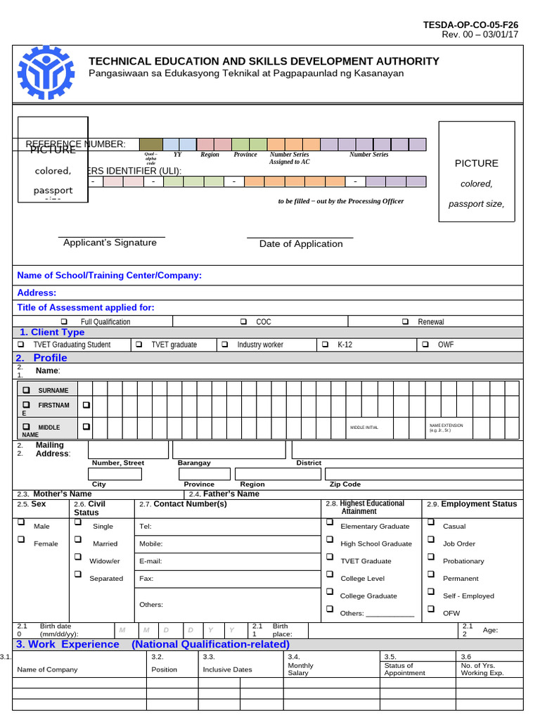TESDA OP CO 05 Competency Assessment Forms | PDF