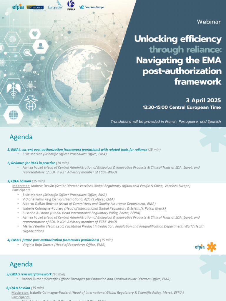 Navigating The Ema-Post Authorization Framework - EFPIA | PDF | Food ...