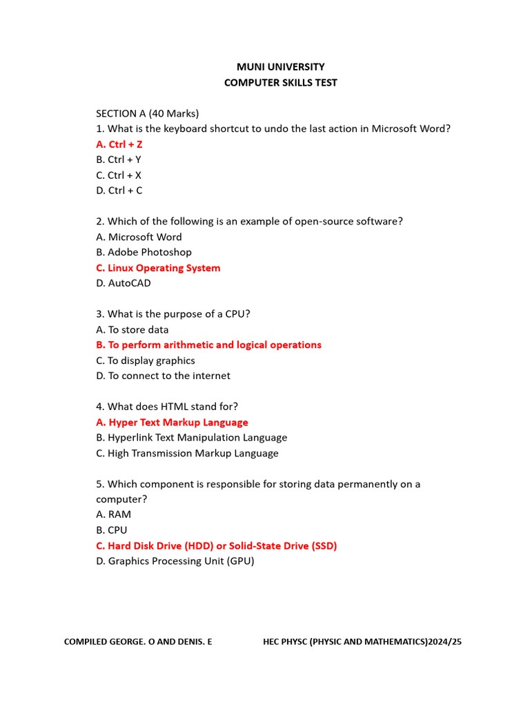 Computer Skills Correction | PDF | Computer Data Storage | World Wide Web