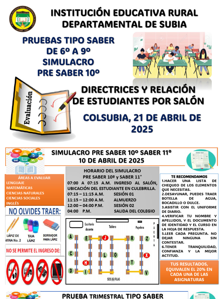 Prueba Saber 6º A 9º y Simulacro 10º 10-IV-2025 | PDF