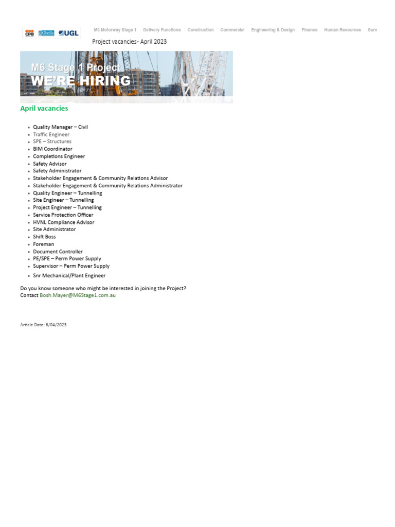 Pages Project Vacancies April 2023 | PDF