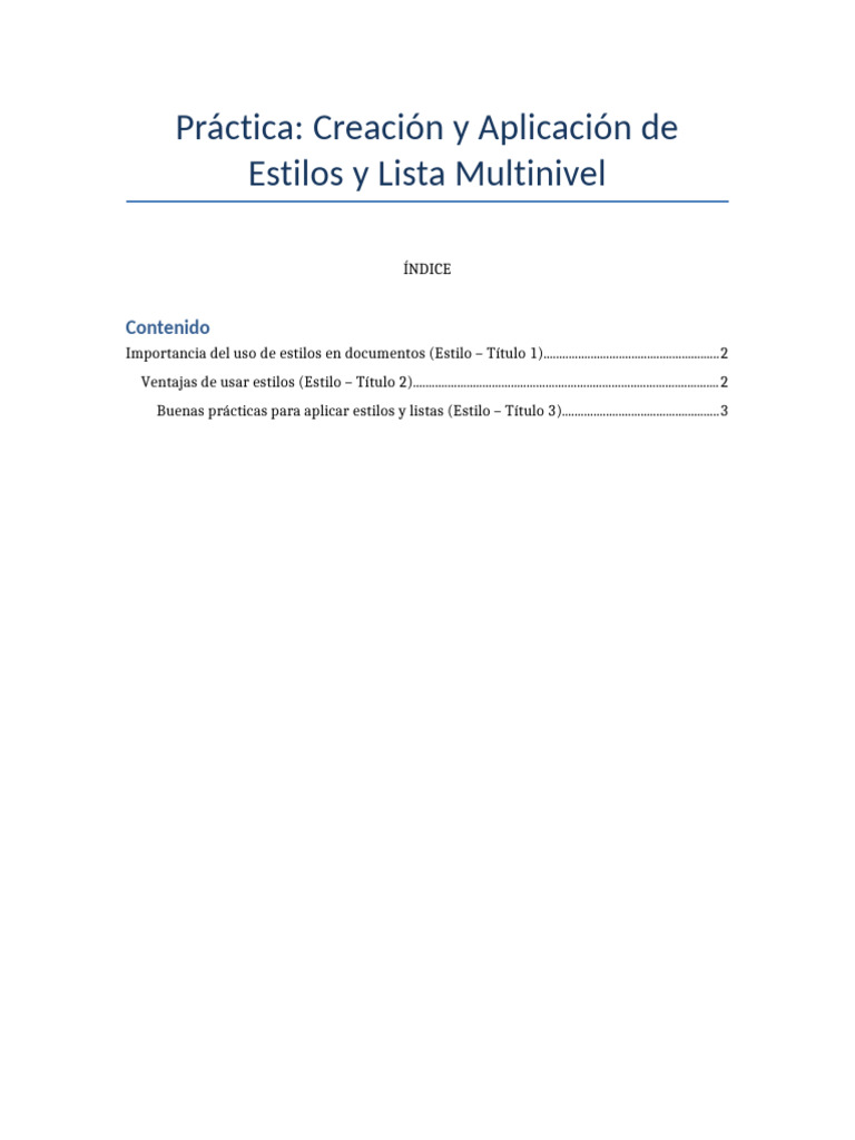Practica_Estilos_Listas_Multinivel_En clases (1) (1) | PDF | Informática