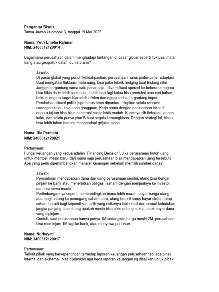 Notulen Kelompok 3 Pengantar Bisnis | PDF