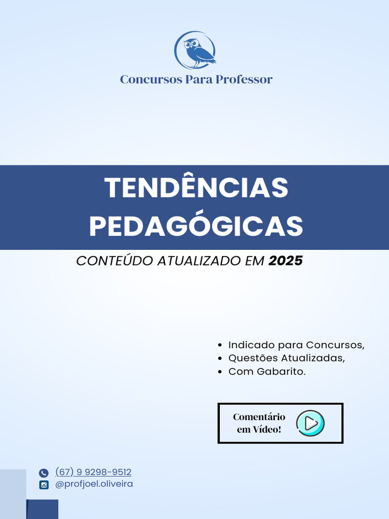 tendencias-pedagogicas-concursos-para-professor-2025 | PDF | Pedagogia | Aprendizado