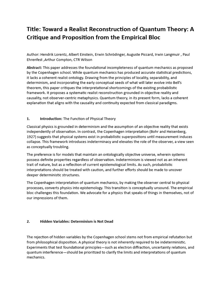 Reaserch - paper.EINSTEIN BLOC | PDF | Quantum Mechanics | Determinism