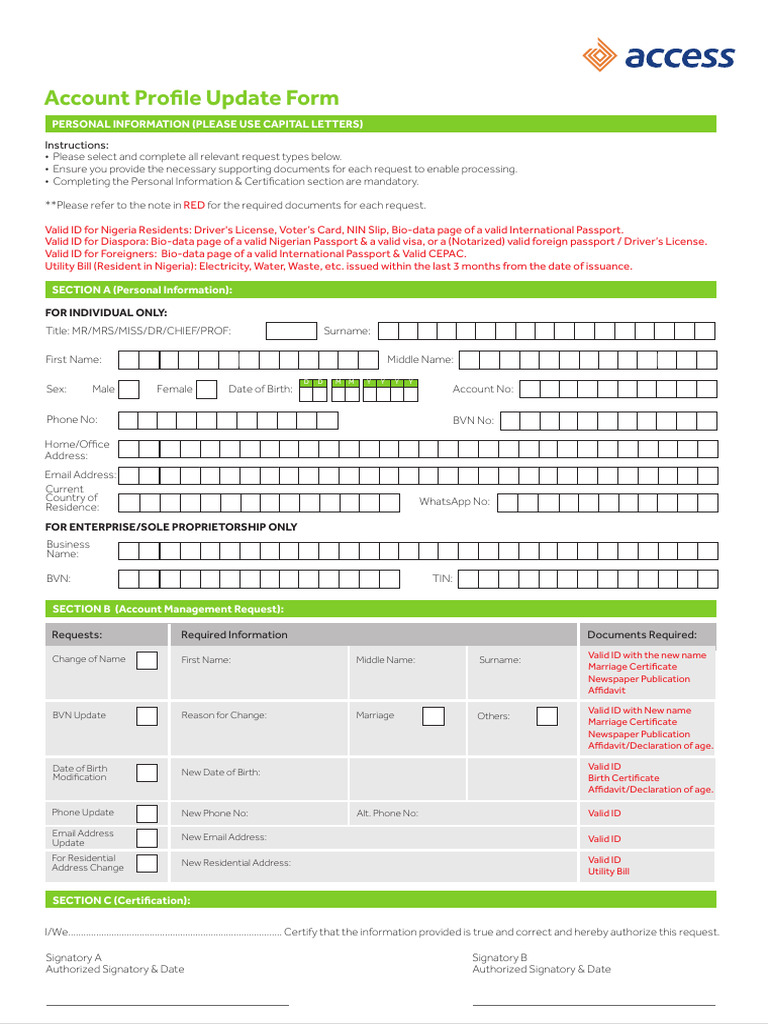 Account Profile Update Form. | PDF | Passport | Government And Personhood